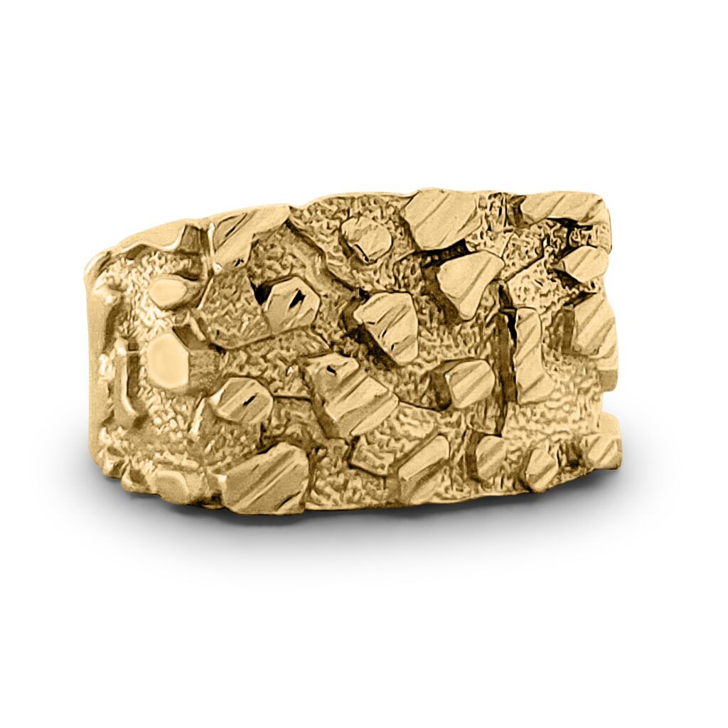 24k Gold Ring For Men | Solid 24K Yellow Gold Extra Large Diamond Cut ...